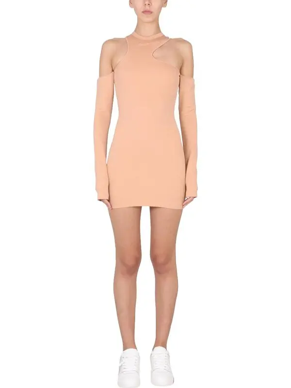Off-White Asymmetric Mini Dress - Brown