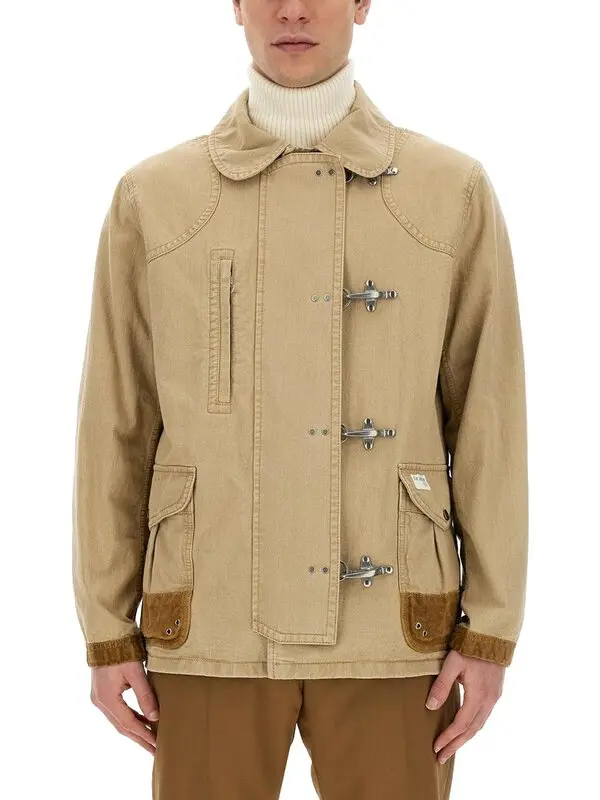 FAY Regular Fit Jacket With Four Hook Closure - Beige