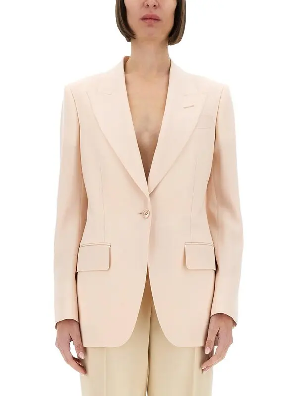 TOM FORD Single Breasted Wool Jacket - Powder