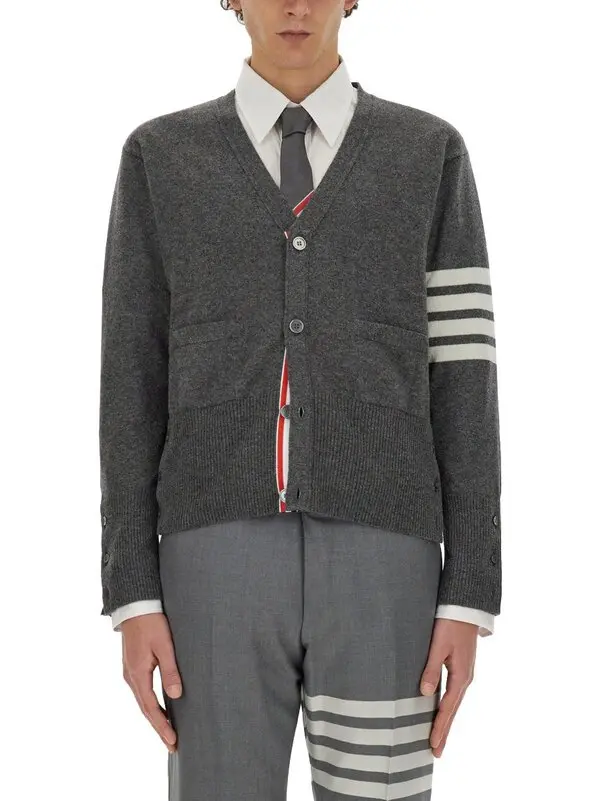 Thom Browne V-neck Cashmere Cardigan - Grey