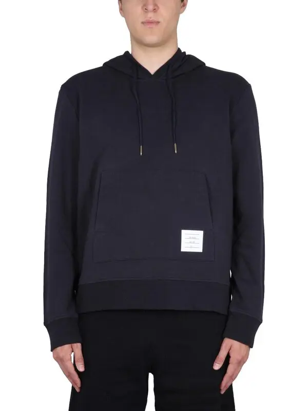 Thom Browne Hooded Sweatshirt With Embroidery - Blue