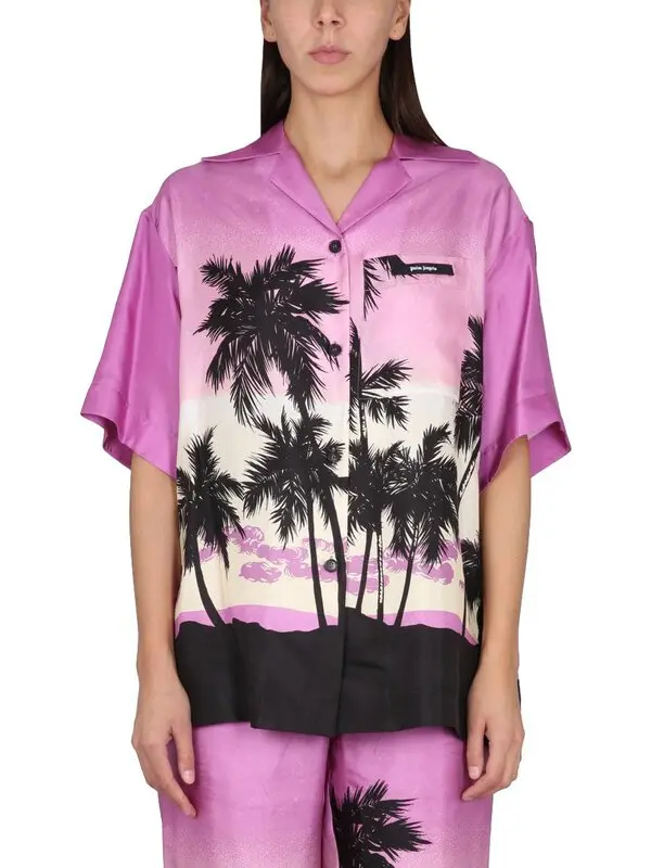 Palm Angels Sunset Print Shirt - Purple
