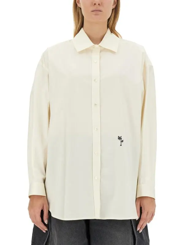 Palm Angels Embroidered Logo Shirt - Ivory