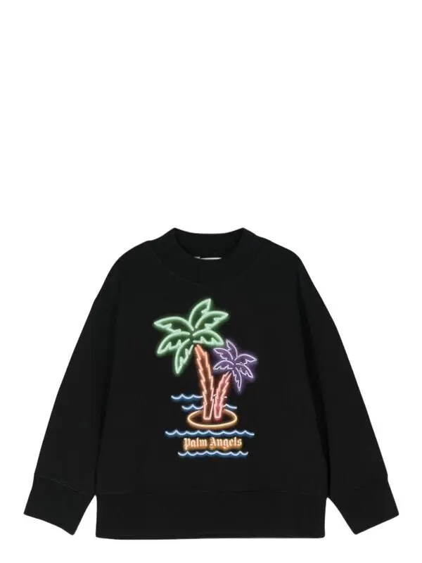 Palm Angels Neon Palms Crewneck - Black
