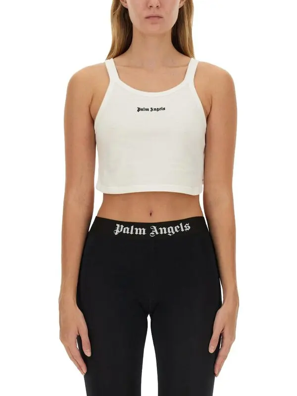 Palm Angels Cropped Tank Top - White