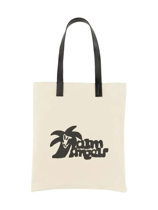Palm Angels Cotton Canvas Shopper - White