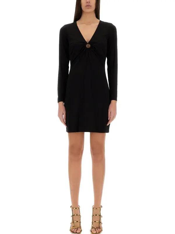 Michael Kors Slim Fit Jersey Dress With Drop Opening - Black