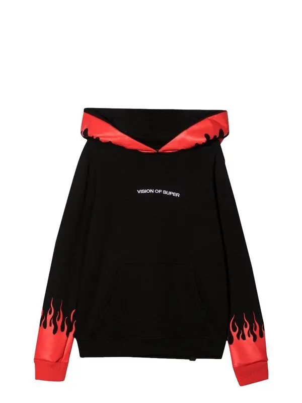 VISION OF SUPER Hooded Cotton Sweatshirt - Black