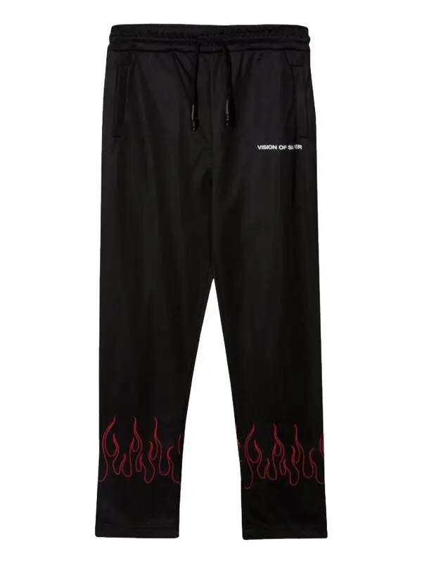 VISION OF SUPER Embroidered Flame Trousers - Black