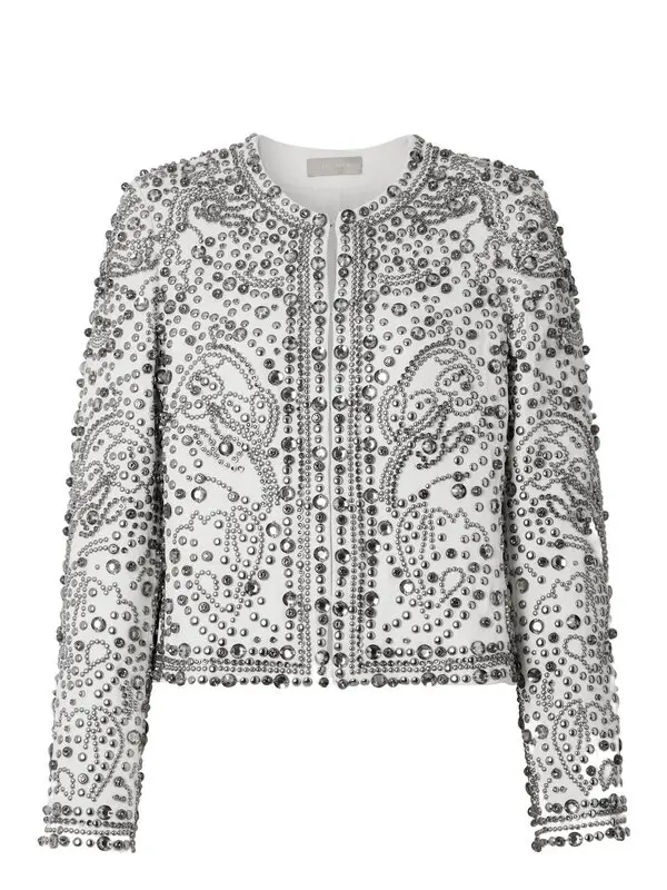 Elie Saab Studded And Crystal-embellished Cady Jacket - White