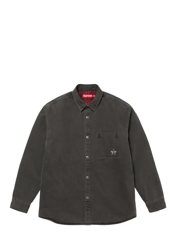 Supreme Quilted Lined Denim Snap Shirt - Black