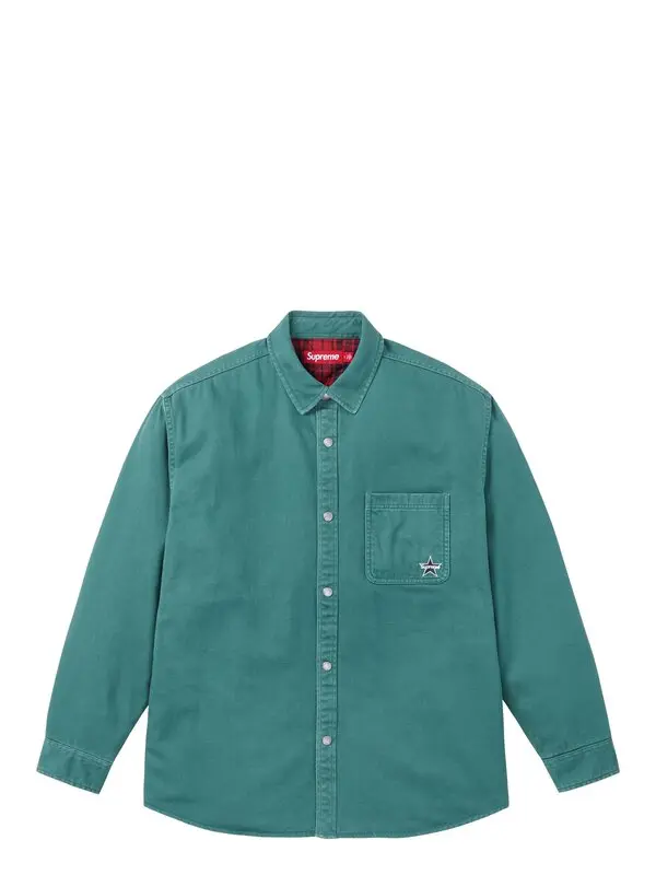 Supreme Quilted Lined Denim Snap Shirt - Teal