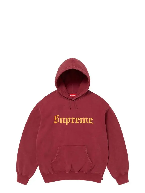 Supreme Washed Old English Hooded Sweatshirt - Red