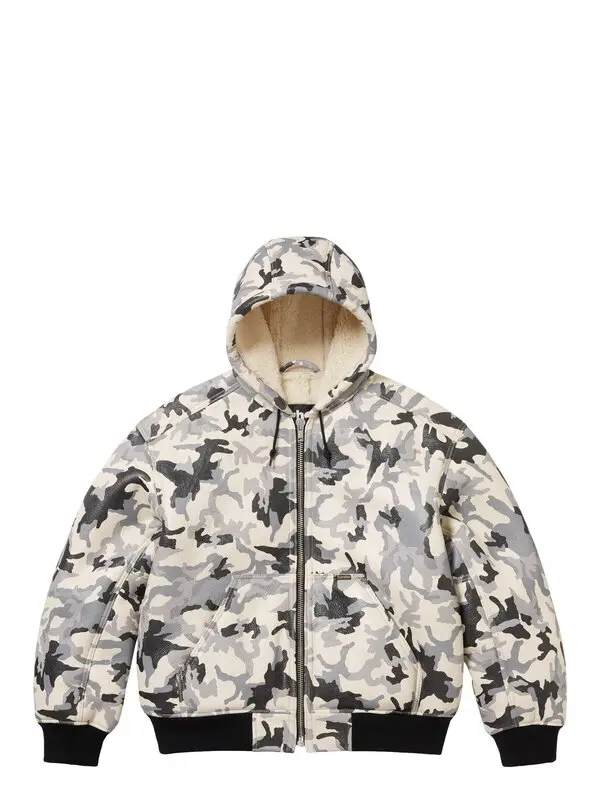 Supreme Shearling Hooded Work Jacket - White