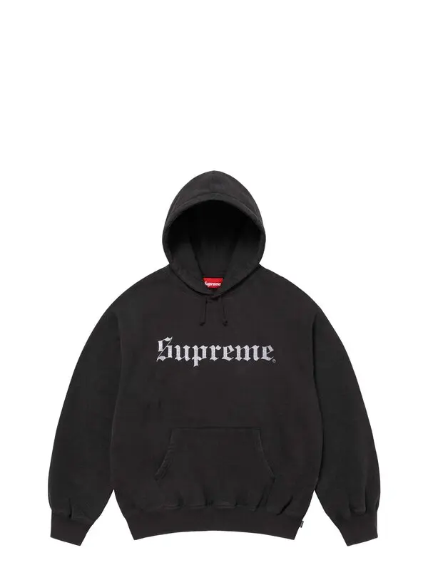 Supreme Washed Old English Hooded Sweatshirt - Black