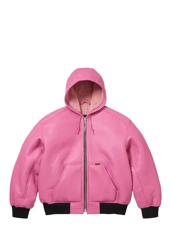 Supreme Shearling Hooded Work Jacket - Pink