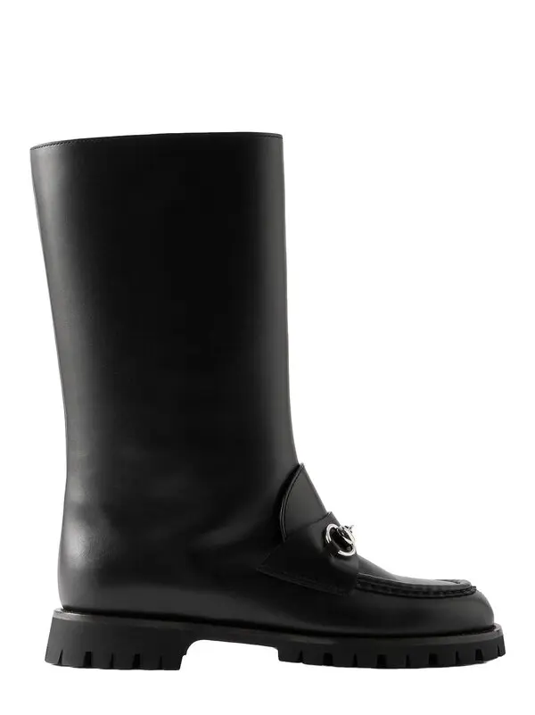 Gucci Horsebit-embellished Leather Boots - Black