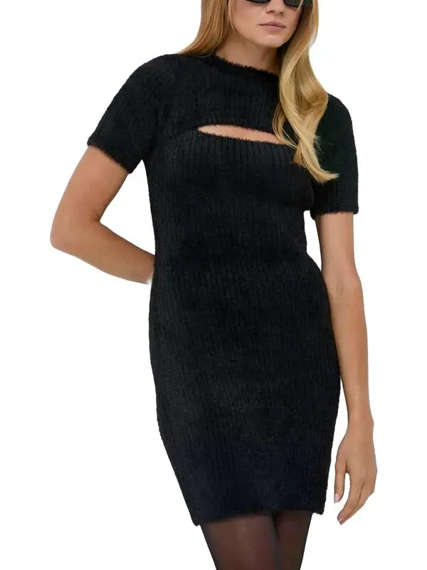 Guess Short-sleeve Knitted Mini Dress - Black