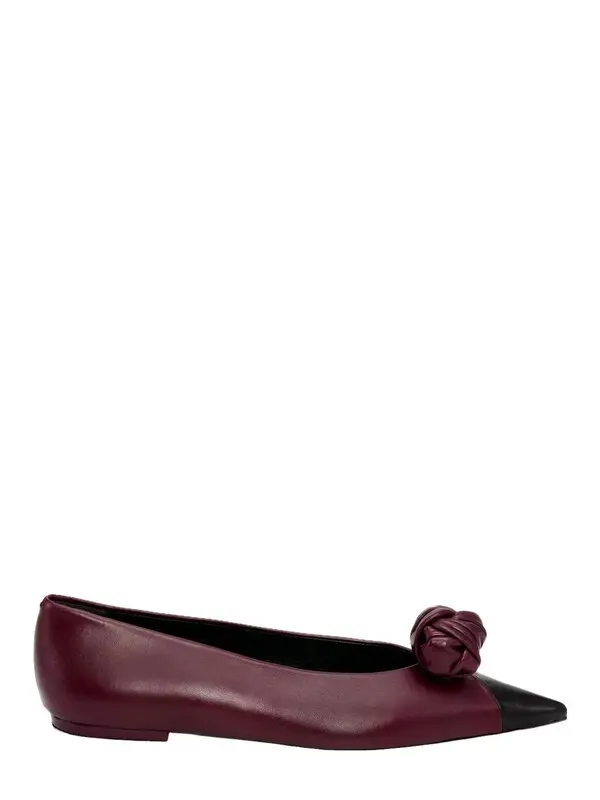 Remain Birger Christensen Knot-appliqué Leather Ballet Flats - Red