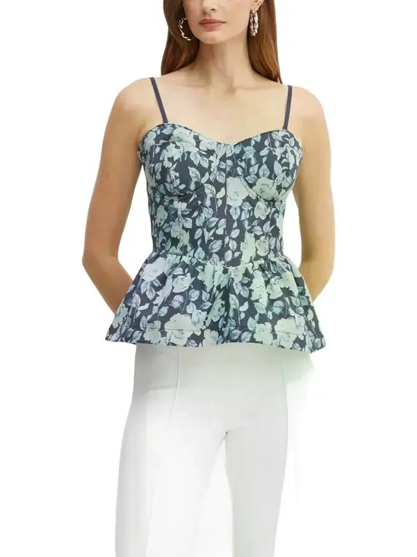 Guess Floral Peplum Top - Blue