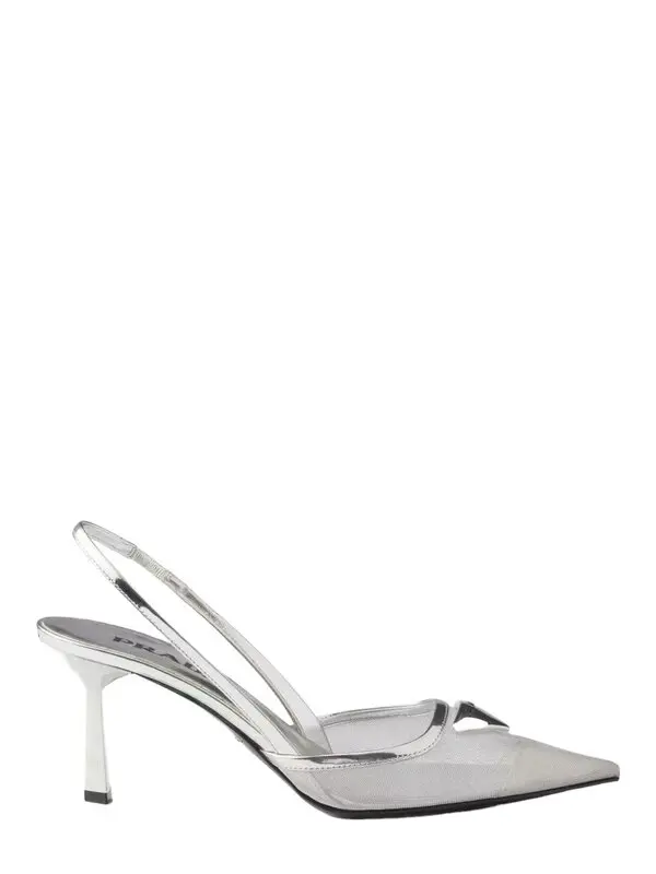 Prada 75mm Triangle-logo Slingback Pumps - White