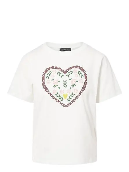 Max Mara Tenue Round-neck Cotton-jersey T-shirt - White Heart Print