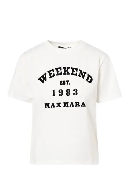 Max Mara Tenue Round-neck Cotton-jersey T-shirt - White Numbers Print