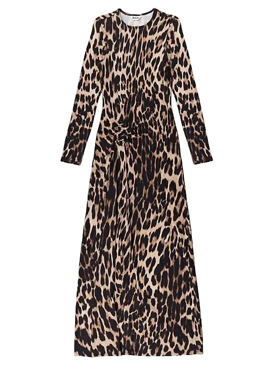 RO&ZO Leopard-print Stretch-jersey Midi Dress - Brown