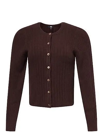 Paige Rib-knit Cashmere Cardigan - Dark Chocolate