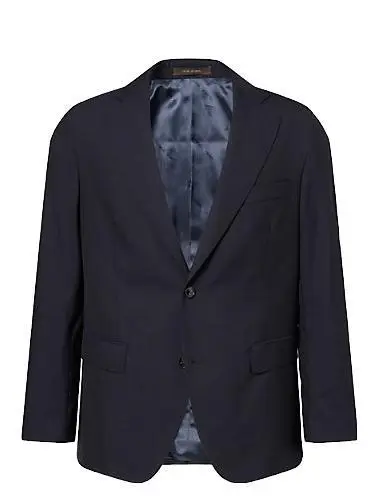 OSCAR JACOBSON Fogerty Single-breasted Wool-blend Blazer - Navy