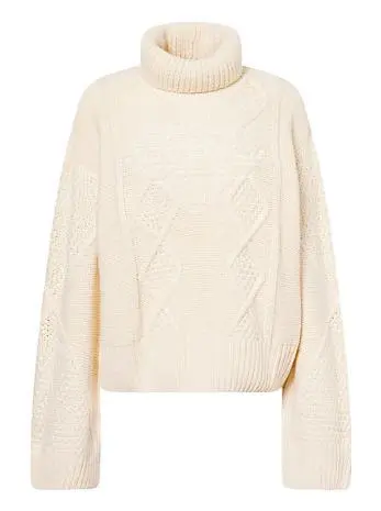 THE COUTURE CLUB Embossed-emblem Roll-neck Knitted Jumper - Offwhite