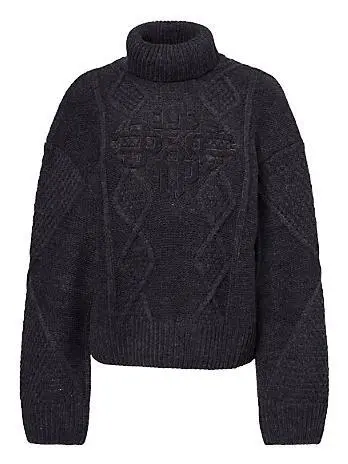 THE COUTURE CLUB Embossed-emblem Roll-neck Knitted Jumper - Charcoal