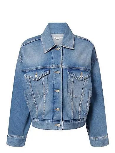 Good American Faded-wash Cropped Denim Trucker Jacket - Indigo1100