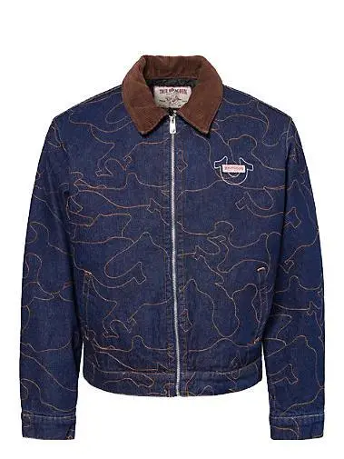 True Religion Embroidered Workwear Denim Jacket - Rinse