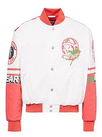 BILLIONAIRE BOYS CLUB Graphic-print Cotton Varsity Jacket - White
