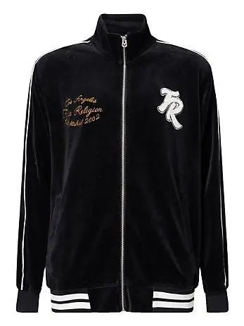 True Religion Embroidered Velour Tracksuit Jacket - Jet Black