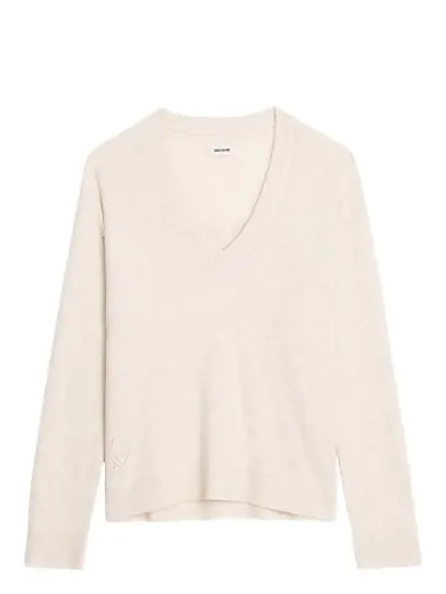 Zadig&Voltaire Cashmere V-neck Jumper - Eggshell