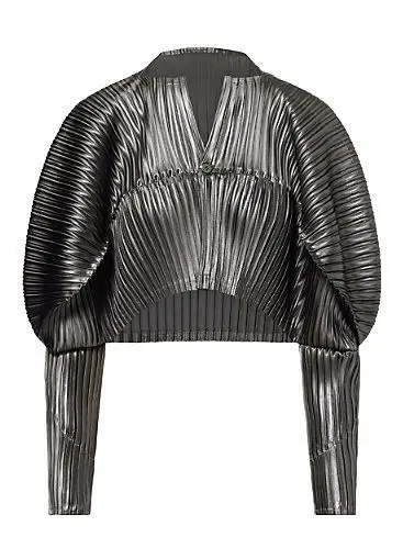 Issey Miyake Glossed Metal Pleats Knitted Top - Khaki