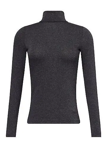 AGOLDE Pascale Turtleneck Stretch-jersey Top - Charcoal Heather