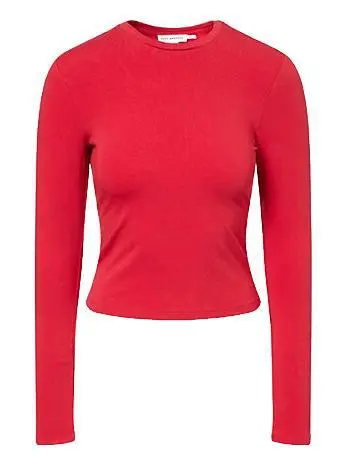 Good American Long-sleeve Stretch-cotton Top - Ruby