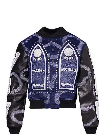 WHO DECIDES WAR BY EV BRAVADO Woven Varsity Jacket With Hardware - Indigo
