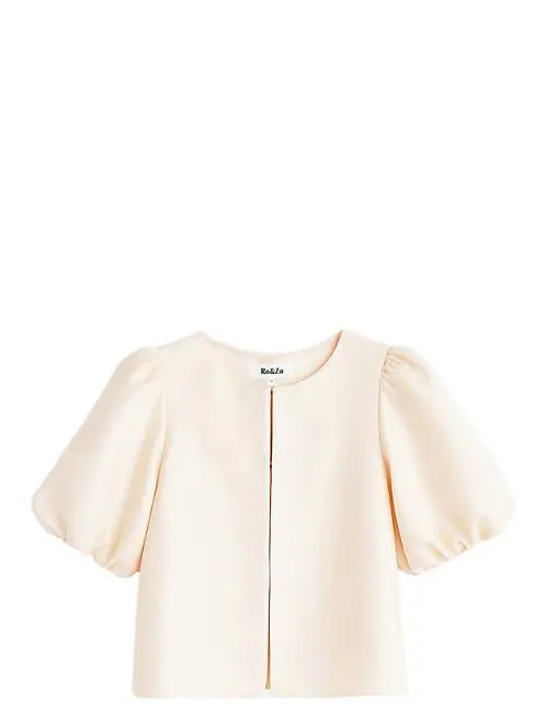 RO&ZO Round-neck Puff-sleeve Shell Top - Cream