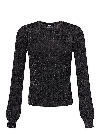 Paige Sparkle Stretch-rib Knitted Jumper - Black