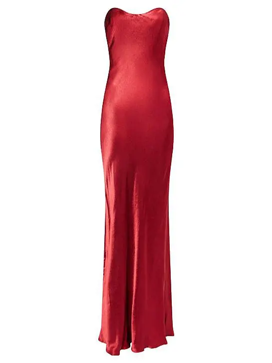 Bec & Bridge Strapless Woven Maxi Dress - Cherry