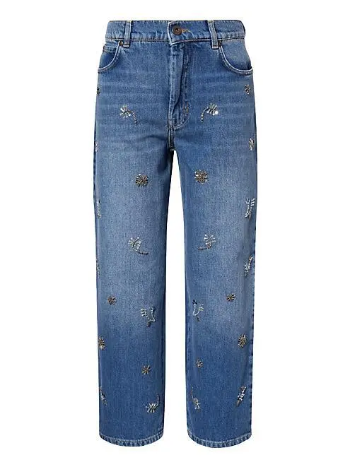 Max Mara Manetta Embellished Denim Jeans - Navy Light Colour Used