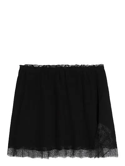 Zadig&Voltaire Jarvisa Lace-trim Woven Midi Skirt - Black