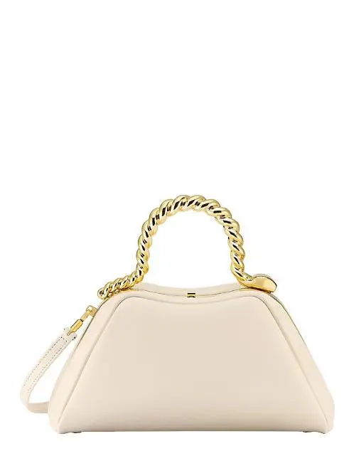 BVLGARI Serpentine Leather Top-handle Bag - Ivory