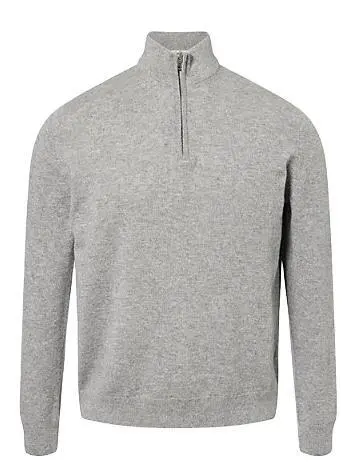 Sunspel Half-zip Cashmere Jumper - Grey Melange