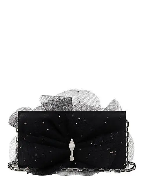 CHRISTIAN LOUBOUTIN Bettina Tulle And Leather Clutch Bag - Black/silver