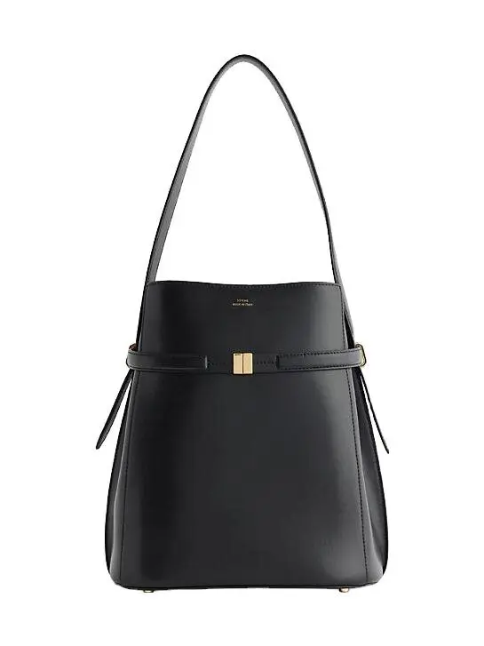 TOTEME Belted Leather Bucket Bag - Black